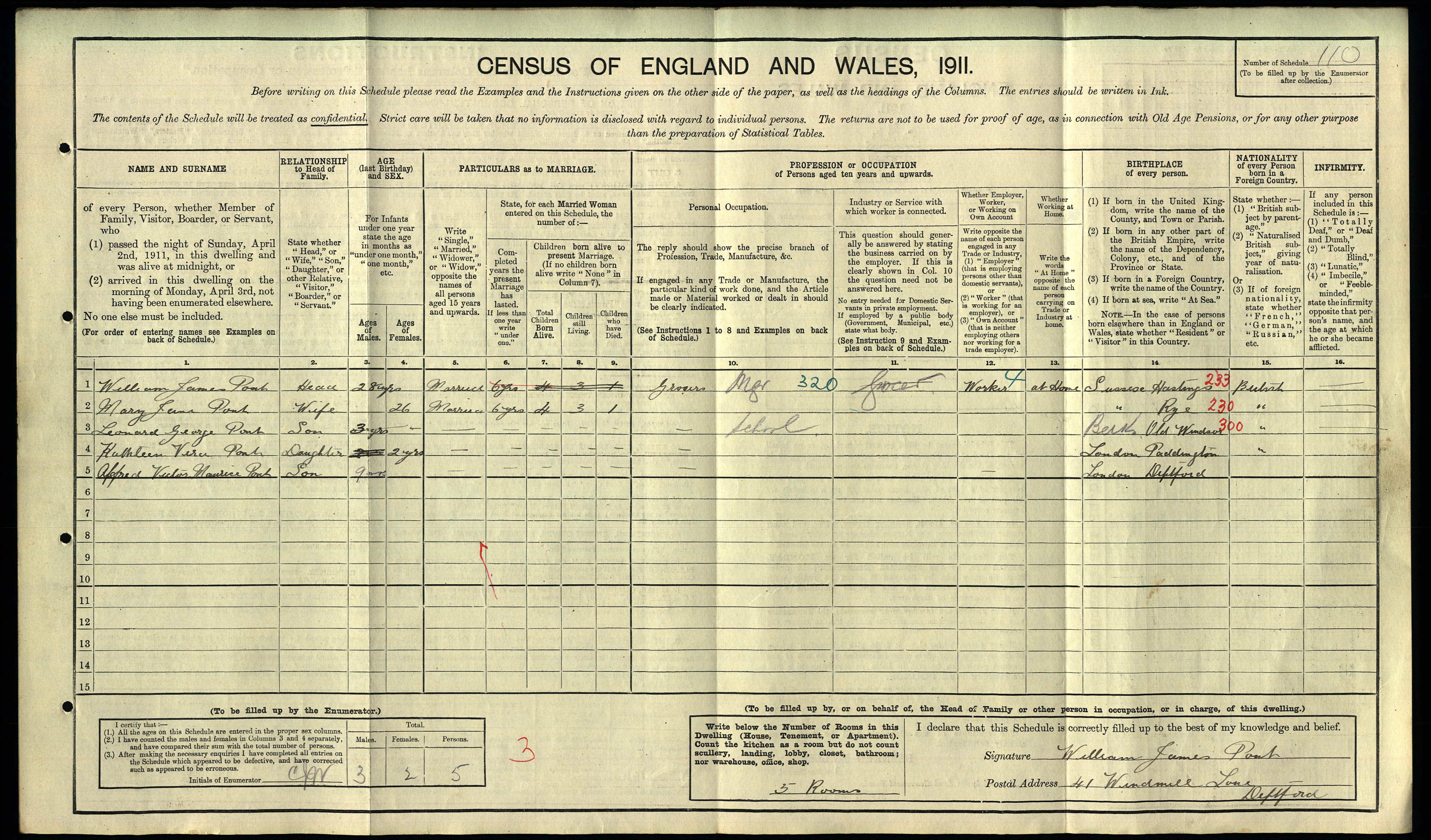 Documents: 1911 England Census - Alfred Victor Maurice Pont-1.jpeg ...